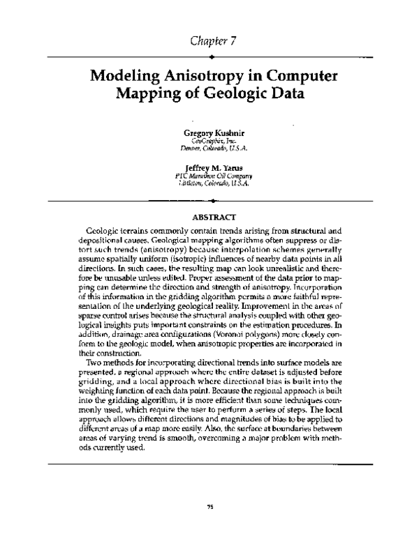 (PDF) Modeling Anisotropy in Computer Mapping of Geologic Data