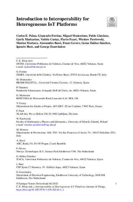 (PDF) Introduction to Interoperability for Heterogeneous IoT Platforms