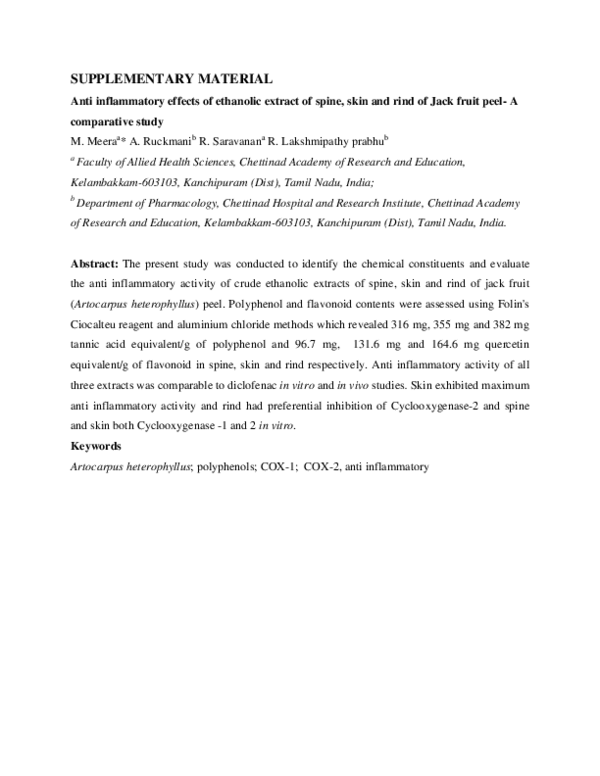 (PDF) Anti-inflammatory Properties of Jackfruit Peel