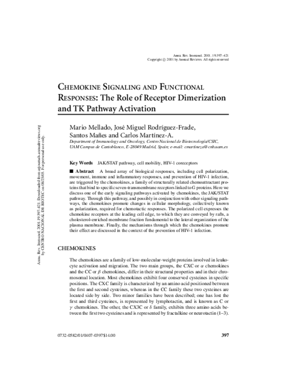 (PDF) Chemokine Signaling and Functional Responses: The Role of ...
