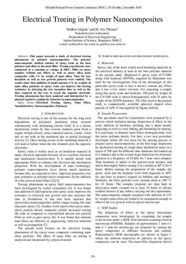 (PDF) Electrical Treeing in Polymer Nanocomposites