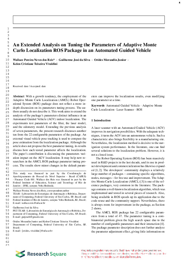 (PDF) An Extended Analysis on Tuning The Parameters of Adaptive Monte Carlo Localization ROS ...