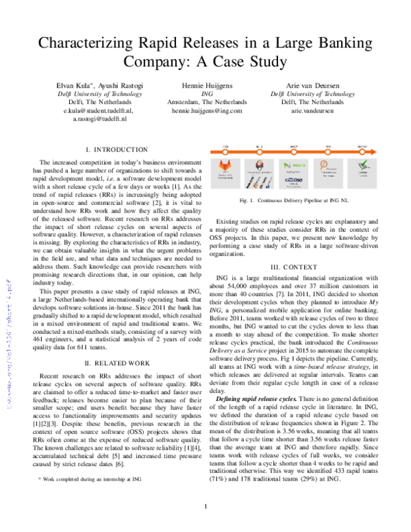 (PDF) Characterizing Rapid Releases in a Large Banking Company: A Case Study