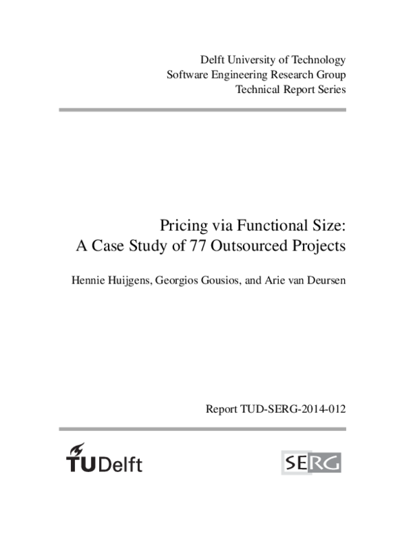 (PDF) Pricing via functional size: a case study of 77 outsourced projects