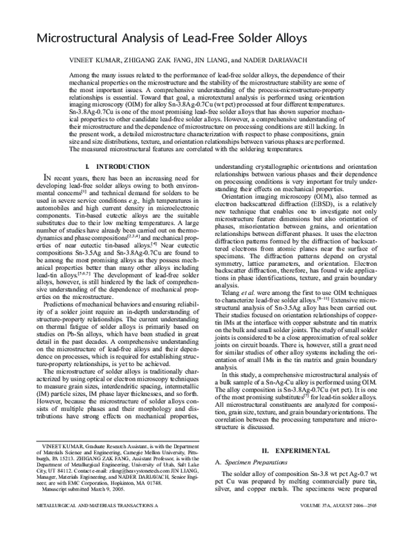 (PDF) Microstructural analysis of lead-free solder alloys