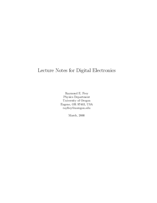 (PDF) Lecture Notes for Digital Electronics