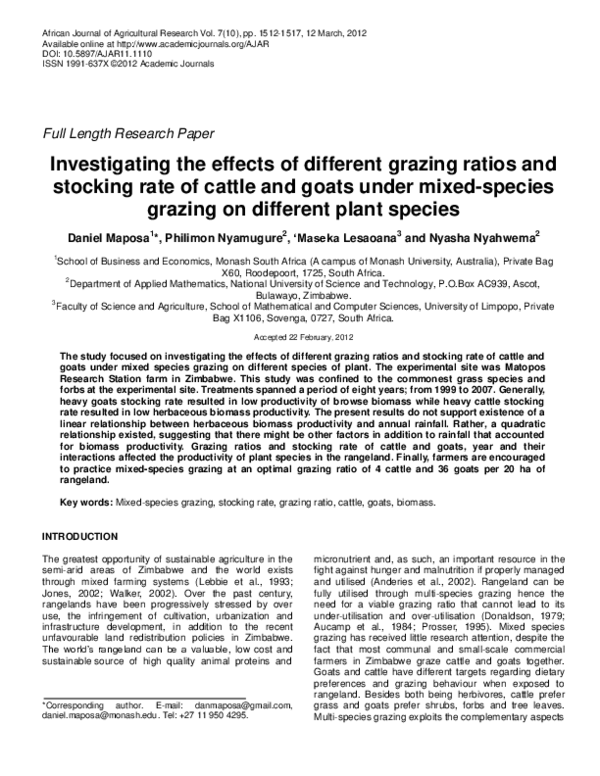 (PDF) Investigating the effects of different grazing ratios and ...