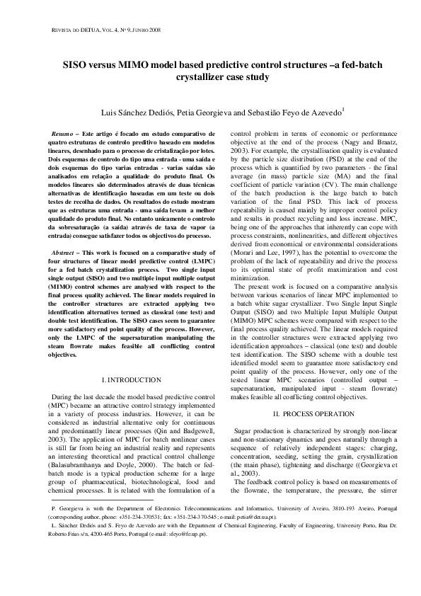 (PDF) SISO versus MIMO model based predictive control structures: a fed-batch crystallizer case ...