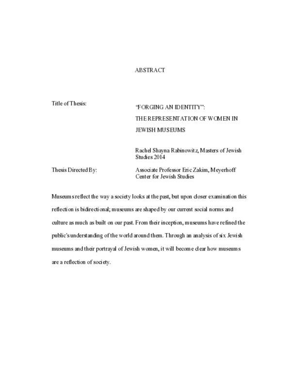 (PDF) Forging an Identity": The Representation of Women in Jewish Museums