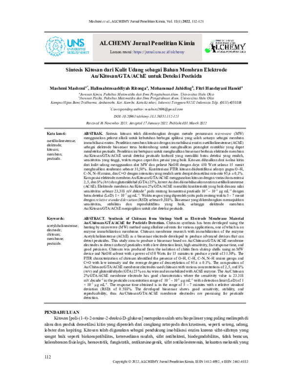 (PDF) Sintesis Kitosan dari Kulit Udang sebagai Bahan Membran Elektrode ...