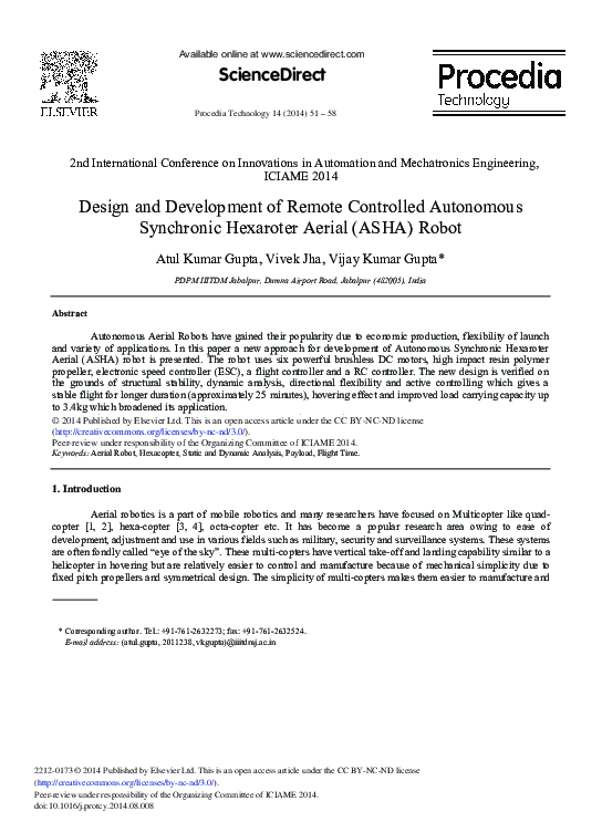 (PDF) Design and Development of Remote Controlled Autonomous Synchronic ...