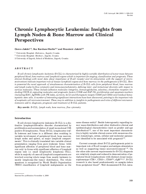 (PDF) Chronic lymphocytic leukemia: insights from lymph nodes & bone ...
