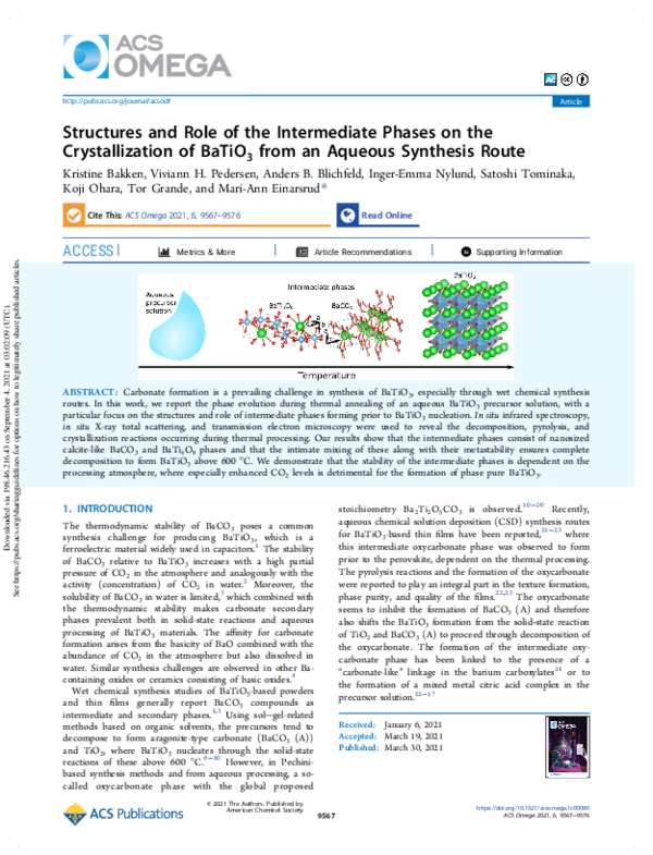 (PDF) Structures and Role of the Intermediate Phases on the Crystallization of BaTiO3 from an ...