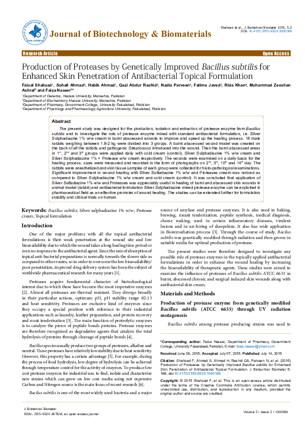 (PDF) Production of Proteases by Genetically Improved Bacillus subtilis ...