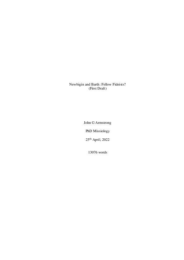(PDF) Newbigin and Barth