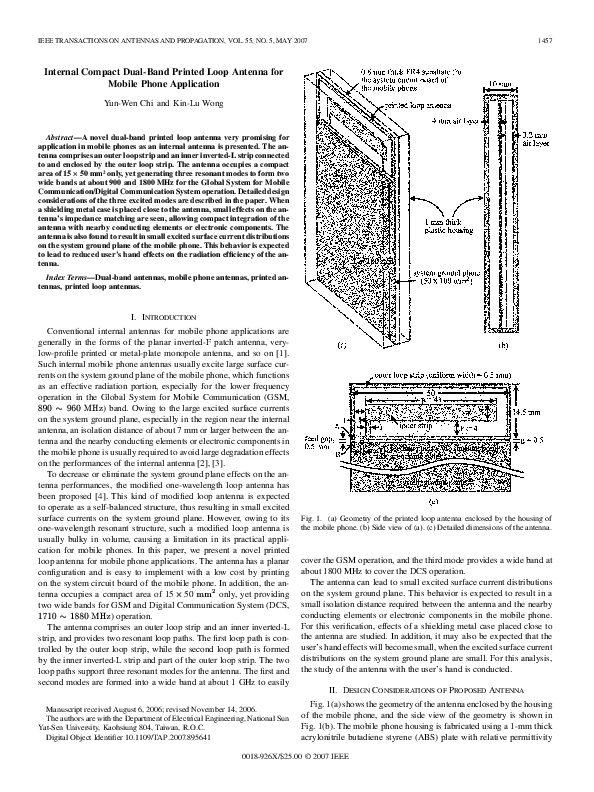 (PDF) Internal Compact Dual-Band Printed Loop Antenna for Mobile Phone ...