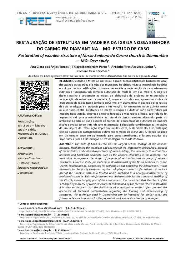 (PDF) RESTAURAÇÃO DE ESTRUTURA EM MADEIRA DA IGREJA NOSSA SENHORA DO ...