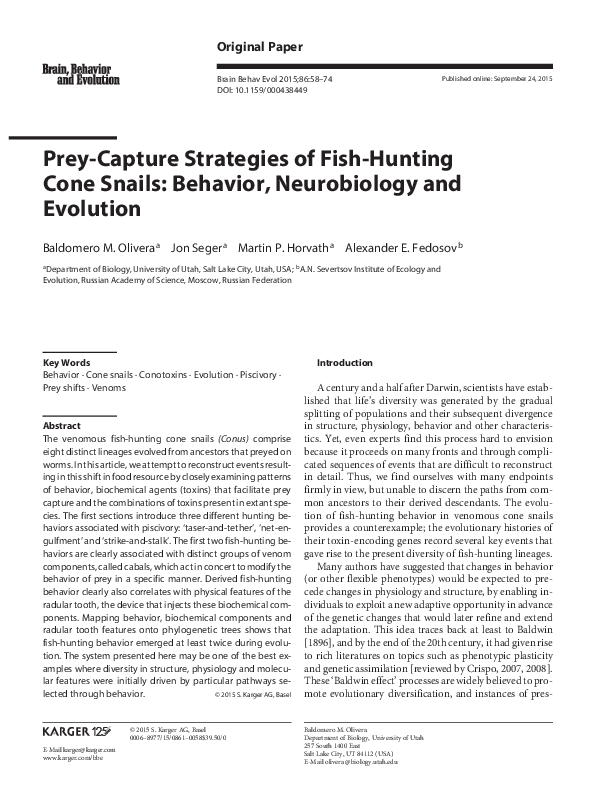 (PDF) Prey-Capture Strategies of Fish-Hunting Cone Snails: Behavior ...