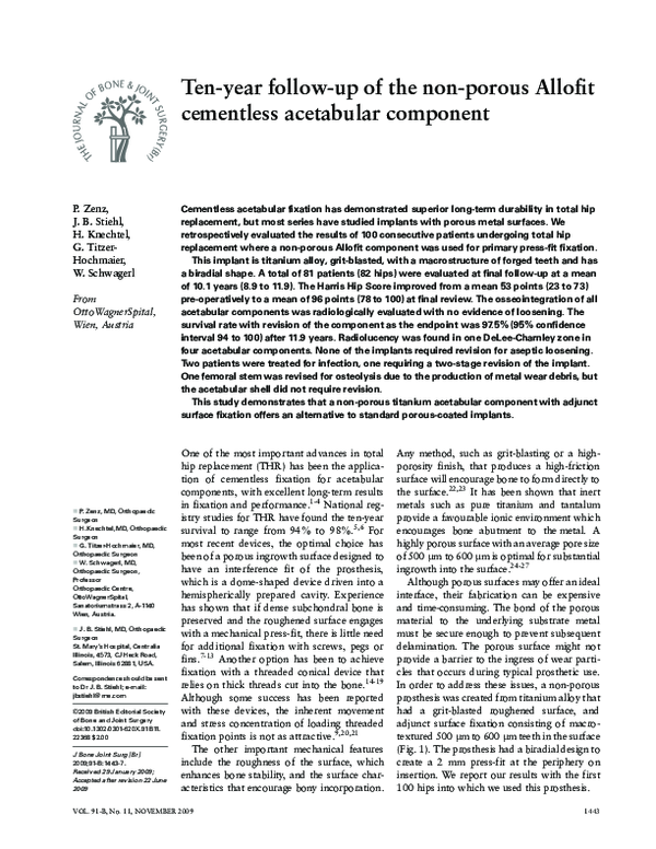 (PDF) Ten-year follow-up of the non-porous Allofit cementless ...