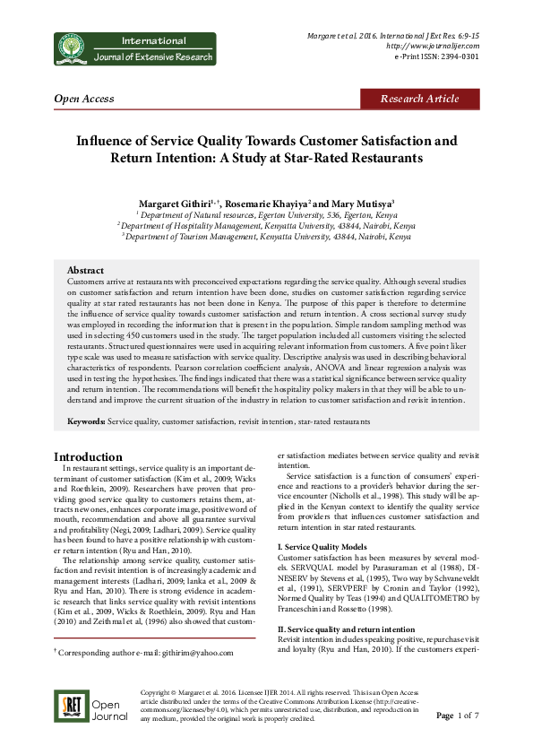 (PDF) Influence of Service Quality Towards Customer Satisfaction and ...