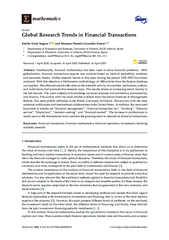 (PDF) Global Research Trends in Financial Transactions