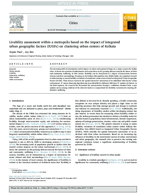(PDF) Livability assessment within a metropolis based on the impact of ...