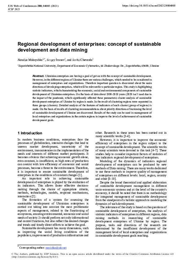(PDF) Regional development of enterprises: concept of sustainable ...