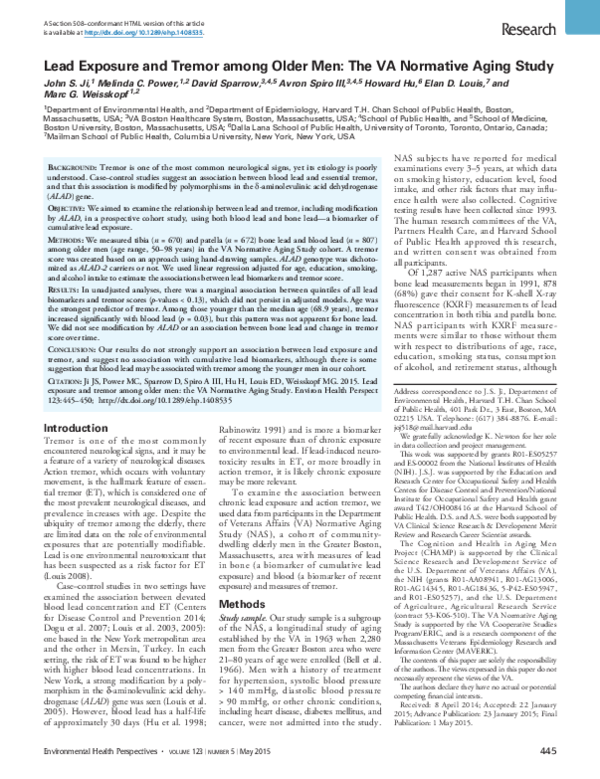(PDF) Lead Exposure and Tremor among Older Men: The VA Normative Aging ...