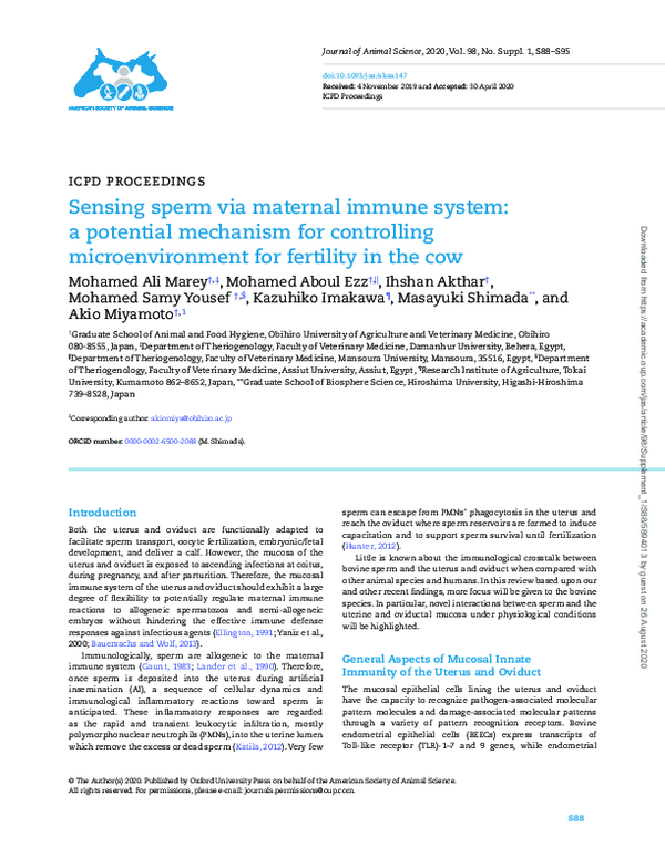 (PDF) Sensing sperm via maternal immune system: a potential mechanism ...