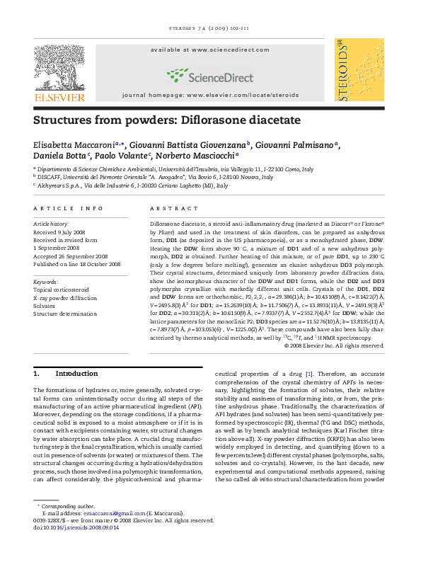 (PDF) Structures from powders: Diflorasone diacetate