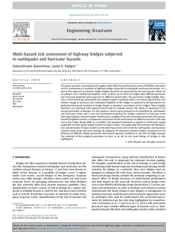 (PDF) Multi-hazard risk assessment of highway bridges subjected to ...