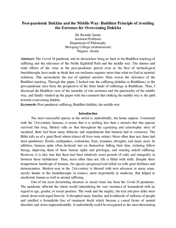(DOC) Post-pandemic Dukkha and the Middle Way: Buddhist Principle of ...