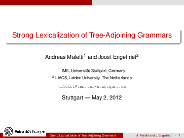 (PDF) Strong lexicalization of tree adjoining grammars