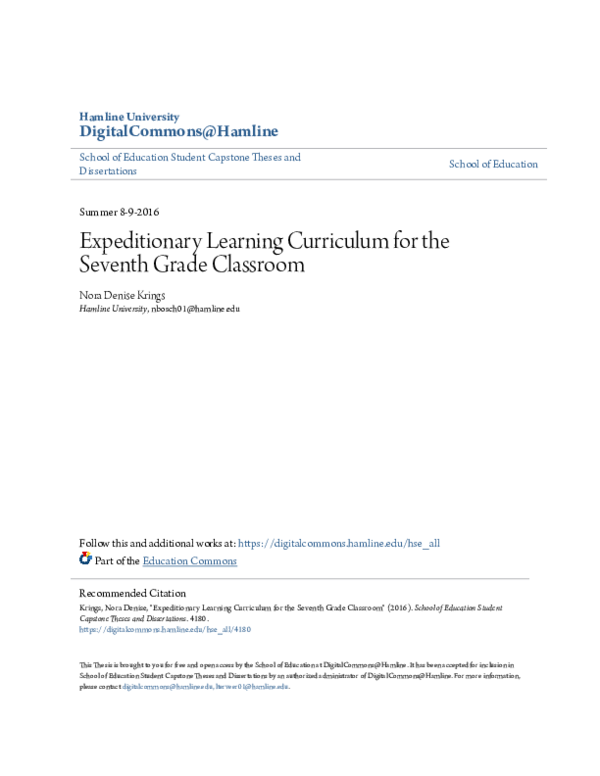 (PDF) Expeditionary Learning Curriculum for the Seventh Grade Classroom ...