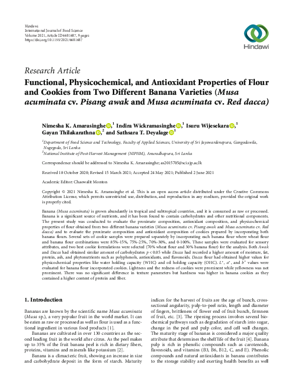 (PDF) Functional, Physicochemical, and Antioxidant Properties of Flour and Cookies from Two ...