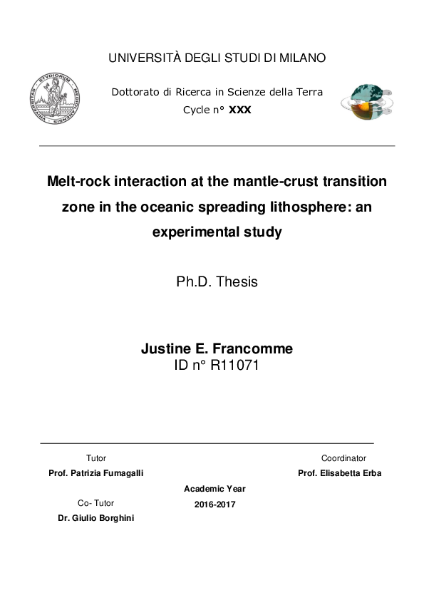 (PDF) Melt-Rock Interaction at the Mantle-Crust Transition Zone in the ...