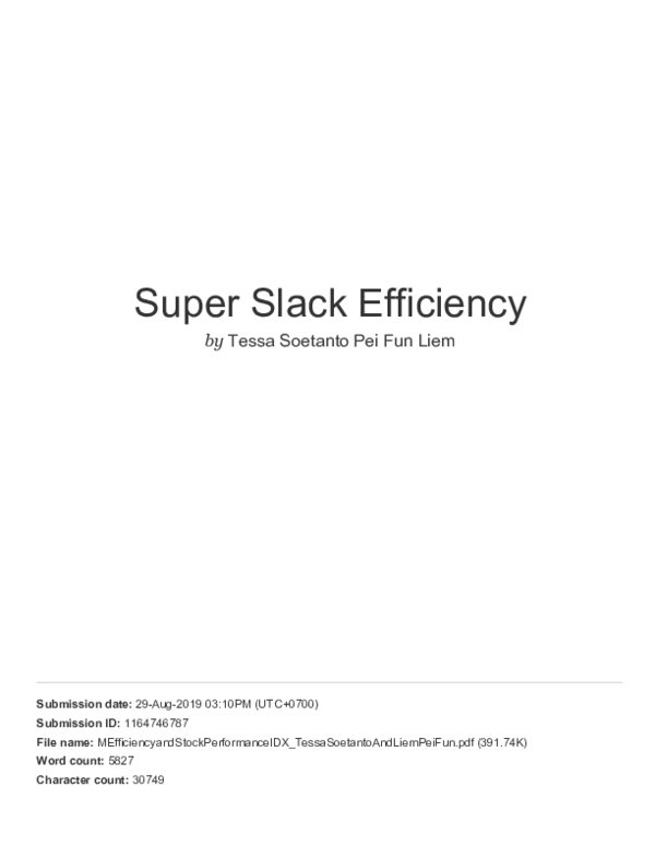 (PDF) Super Slack-Based Model Efficiency and Stock Performance of ...