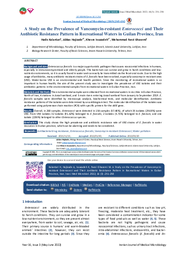 (PDF) A Study on the Prevalence of Vancomycin-resistant Enterococci and ...