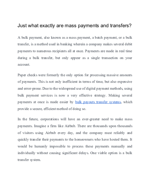 (DOC) Just what exactly are mass payments and transfers