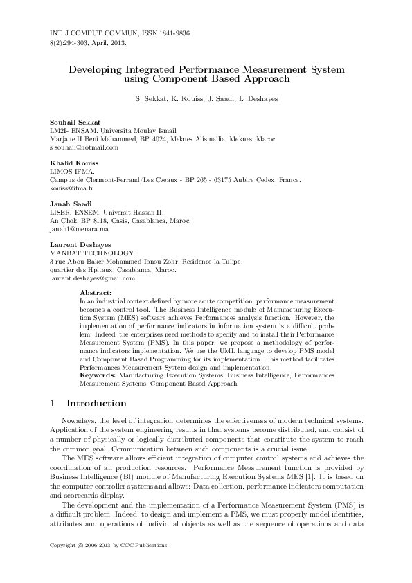 (PDF) Developing Integrated Performance Measurement System using ...