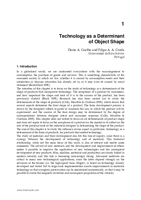 (PDF) 1 Technology as a Determinant of Object Shape