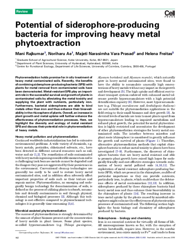 (PDF) Potential of siderophore-producing bacteria for improving heavy ...