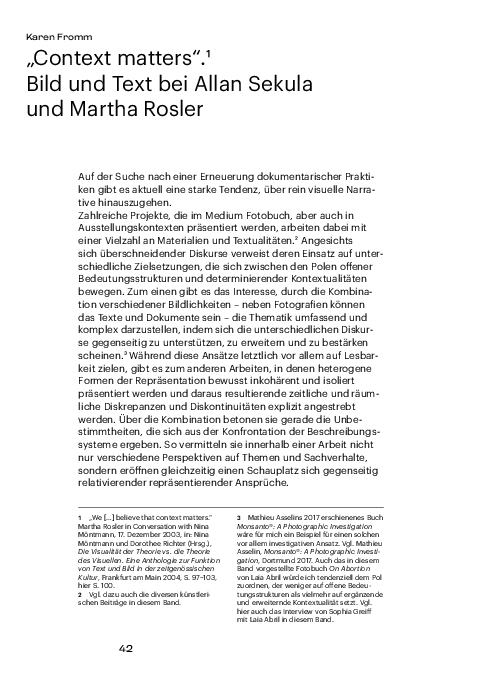 (PDF) ‚Context matters‘. Bild und Text bei Allan Sekula und Martha Rosler