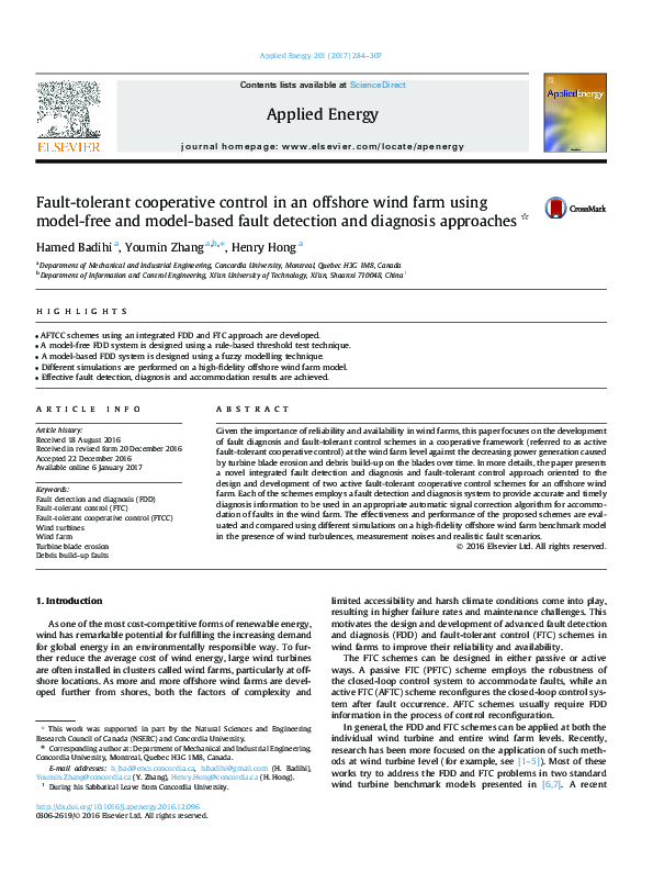 Pdf Fault Tolerant Cooperative Control In An Offshore Wind Farm Using