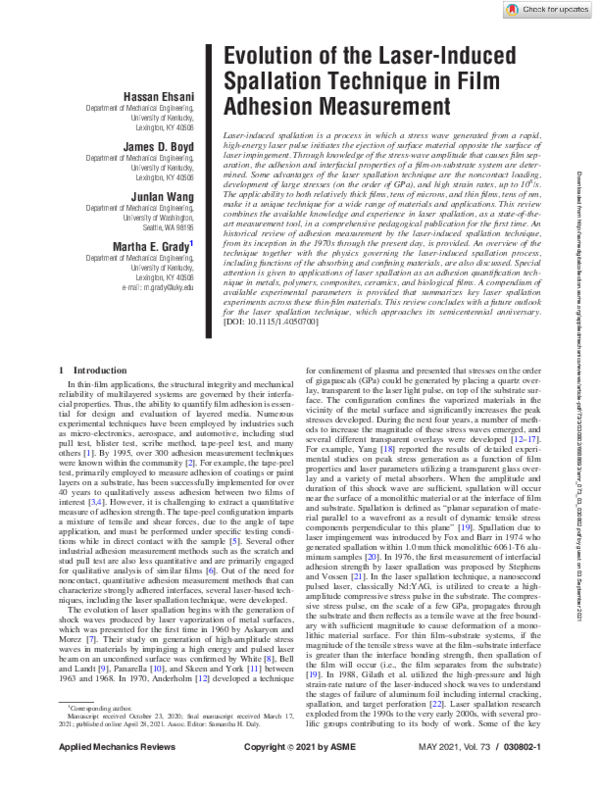 (PDF) Evolution of the Laser-Induced Spallation Technique in Film ...