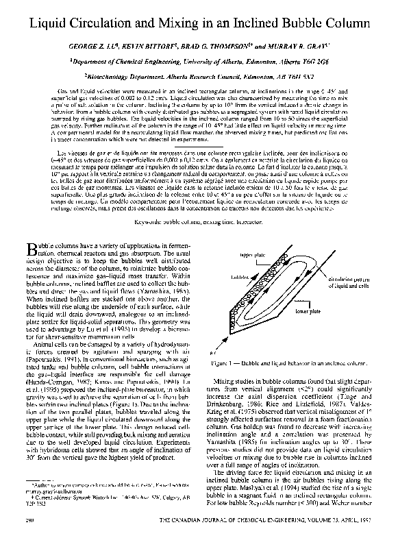 (PDF) Liquid circulation and mixing in an inclined bubble column