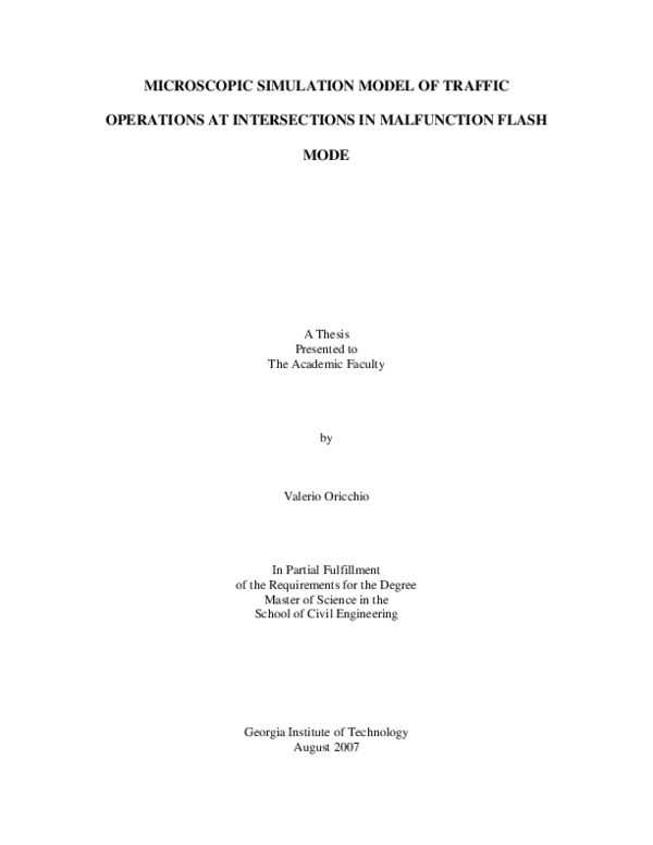 (PDF) Microscopic Simulation Model of Traffic Operations at Intersections in Malfunction Flash Mode
