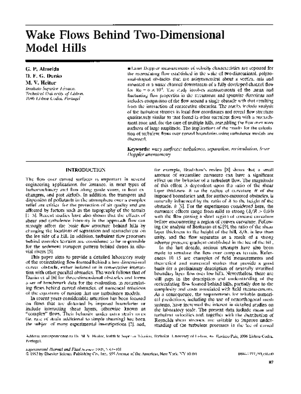 (PDF) Wake flows behind two-dimensional model hills
