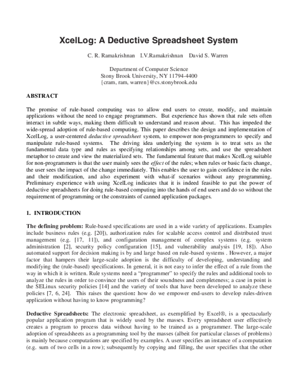 (PDF) XcelLog: a deductive spreadsheet system