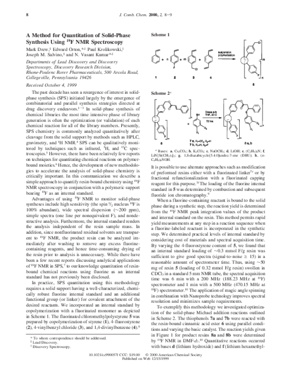 (PDF) A Method for Quantitation of Solid-Phase Synthesis Using 19 F NMR ...